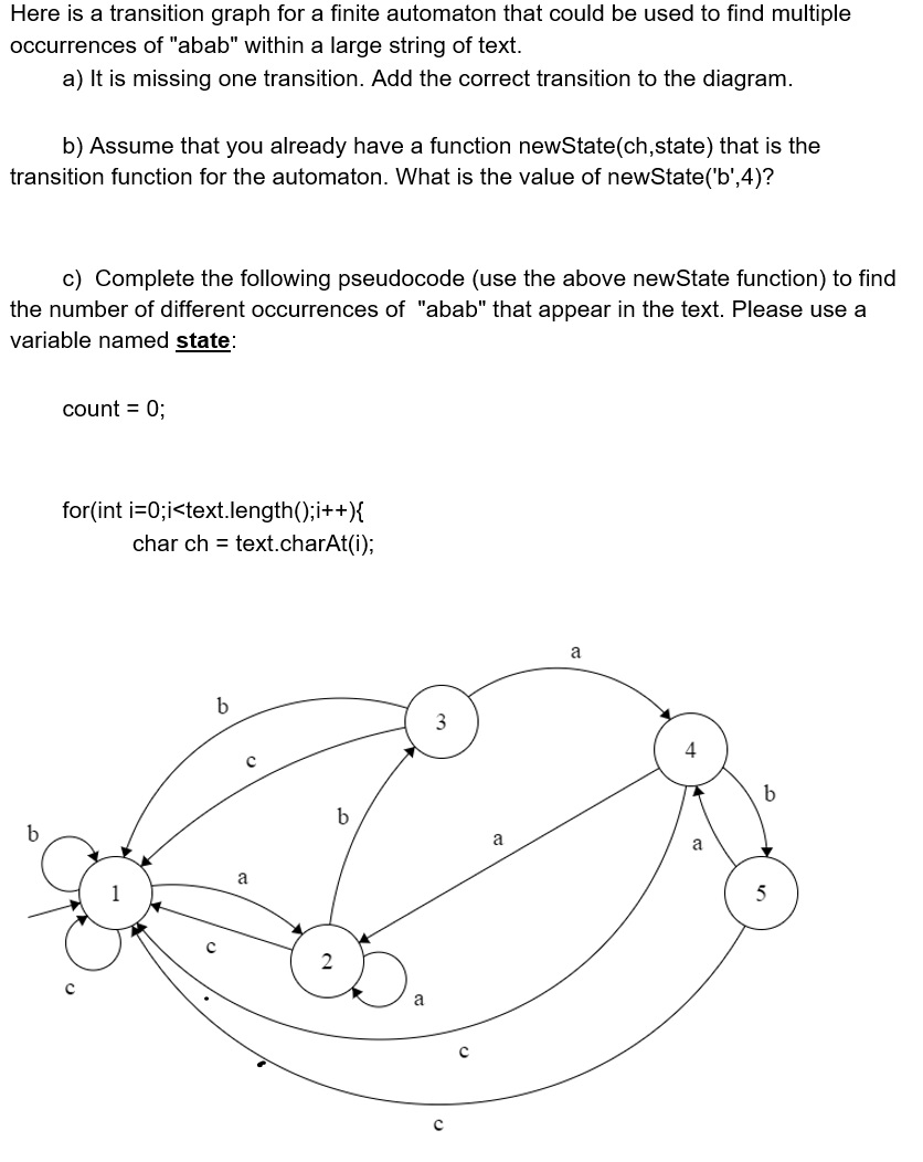 Here is a transition graph for a finite automaton | Chegg.com