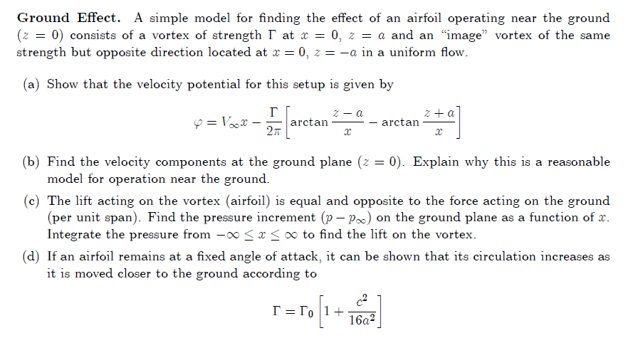Ground Effect. A simple model for finding the effect | Chegg.com