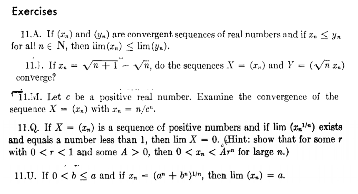 Solved Exercises 11.4. If (xn) and (yn) are convergent | Chegg.com