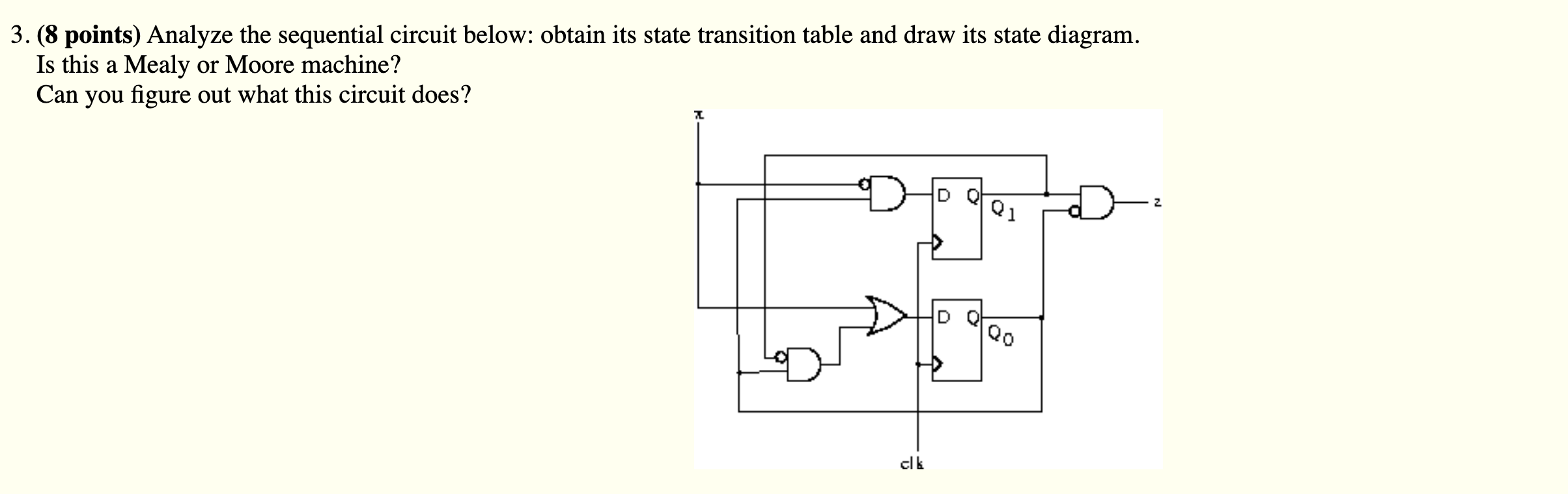 3. (8 points) Analyze the sequential circuit below: | Chegg.com 3. (8 points) Analyze the sequential circuit below: | Chegg.com