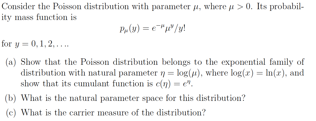 Consider the Poisson distribution with parameter y, | Chegg.com
