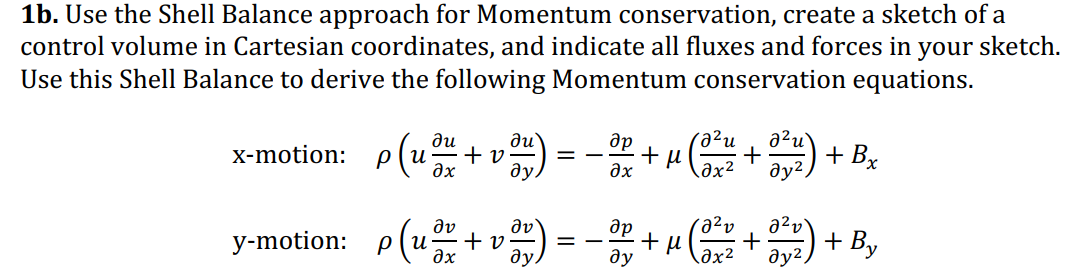Solved 1b. Use the Shell Balance approach for Momentum | Chegg.com
