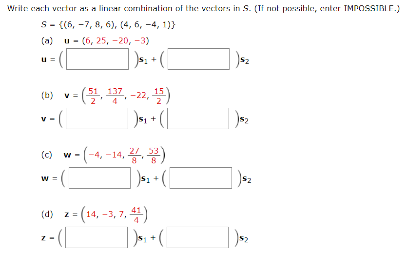 Solved Write each vector as a linear combination of the | Chegg.com