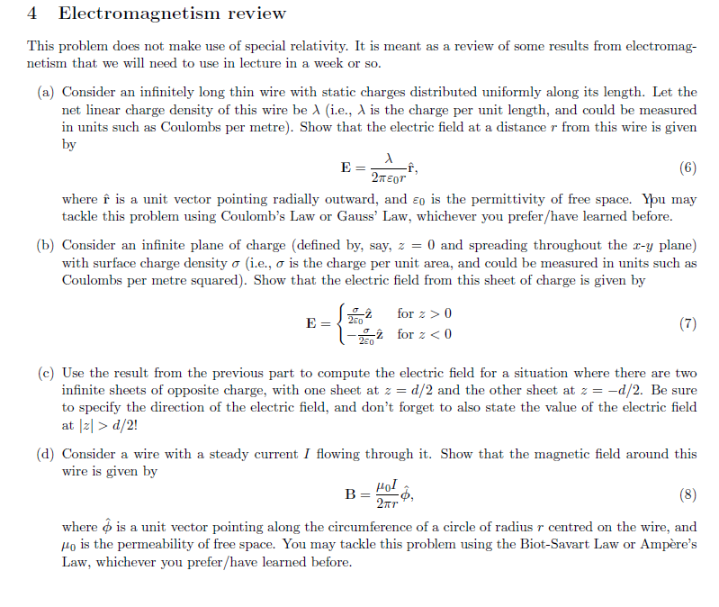 Solved 4 Electromagnetism review This problem does not make | Chegg.com