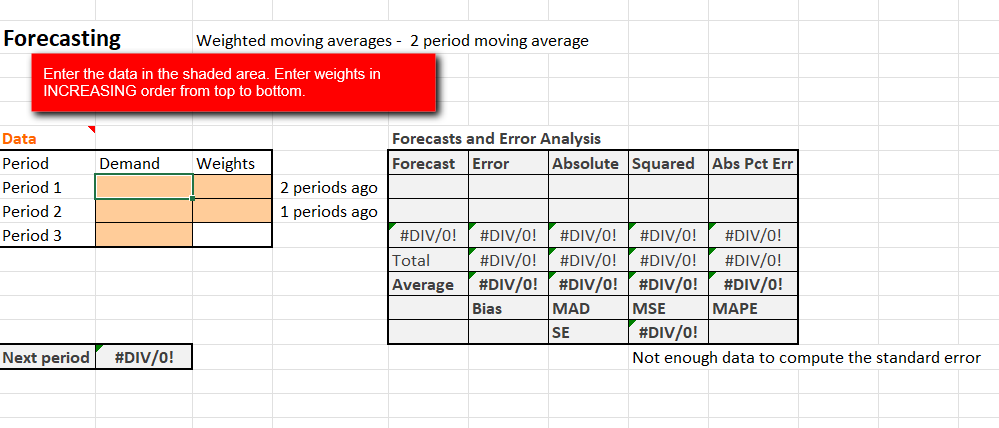 Excel OM Assignment for Forecasting Part I. | Chegg.com
