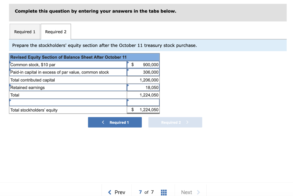 Solved Exercise 11-12 Recording and reporting treasury stock | Chegg.com