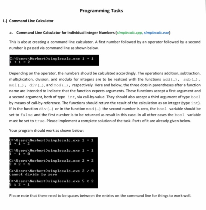 Solved Programming Tasks 1 Command Line Calculator A 5054