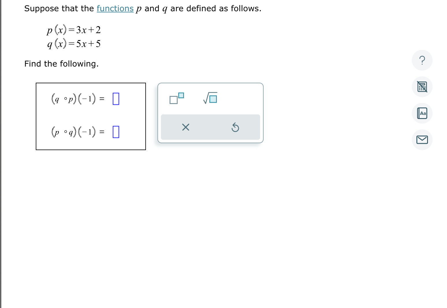 Solved Suppose that the functions p and q are defined as | Chegg.com