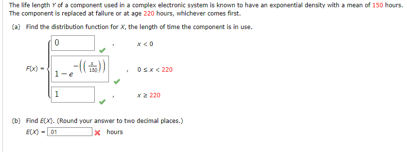 Solved The life length Y of a component used in a complex | Chegg.com