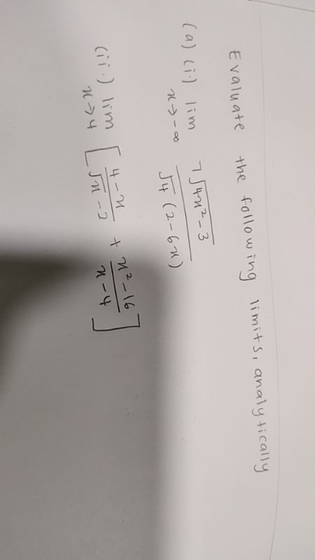 Solved Evaluate the following limits, analytically (i.) | Chegg.com