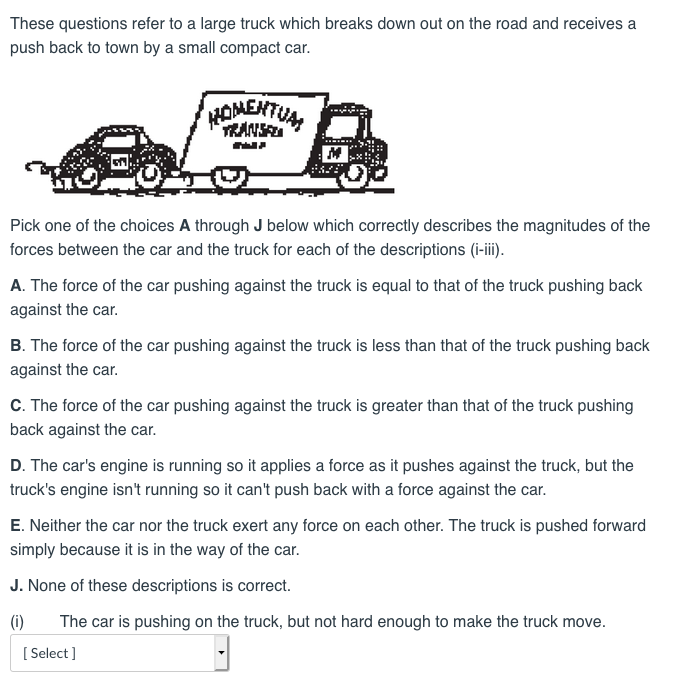 Solved (ii) The car, still pushing the truck, is speeding up | Chegg.com