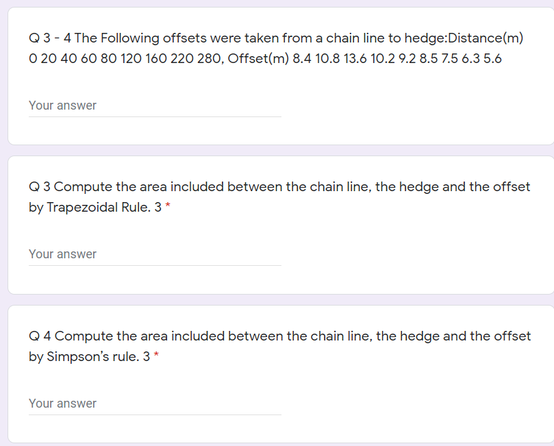 Solved Q3 - 4 The Following offsets were taken from a chain | Chegg.com