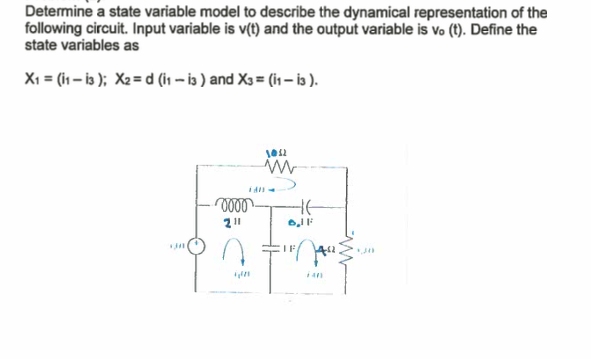 Solved Determine a state variable model to describe the | Chegg.com