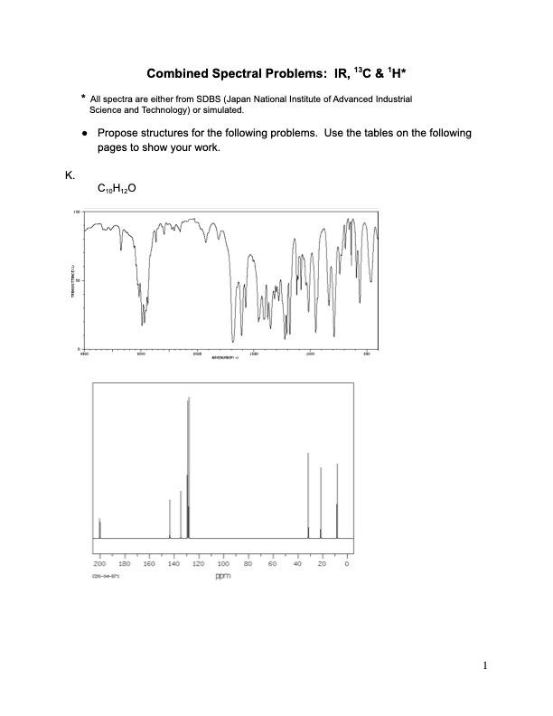 Solved Combined Spectral Problems: IR,13C&1H∗ * All spectra | Chegg.com