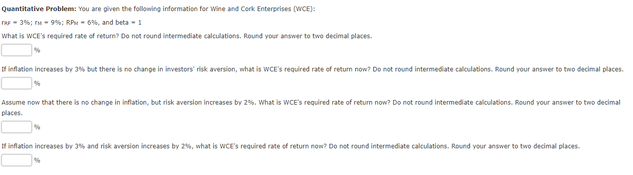 Solved Quantitative Problem: You are given the following | Chegg.com