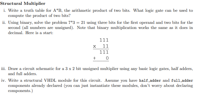 Solved i. Write a truth table for A∗ B, the arithmetic | Chegg.com