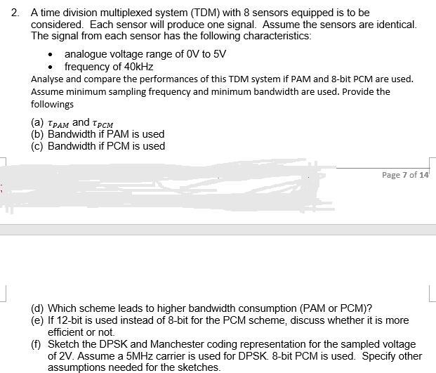 2. A time division multiplexed system (TDM) with 8 | Chegg.com