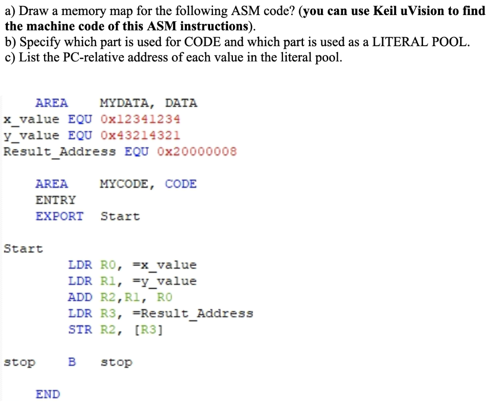 A Draw A Memory Map For The Following Asm Code You 