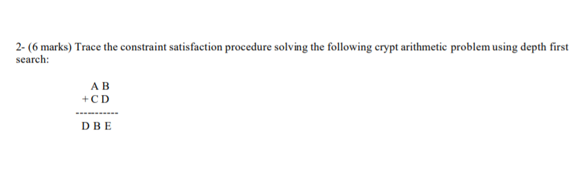 Solved 2- (6 marks) Trace the constraint satisfaction | Chegg.com