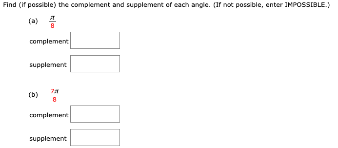 Solved Find (if possible) the complement and supplement of | Chegg.com