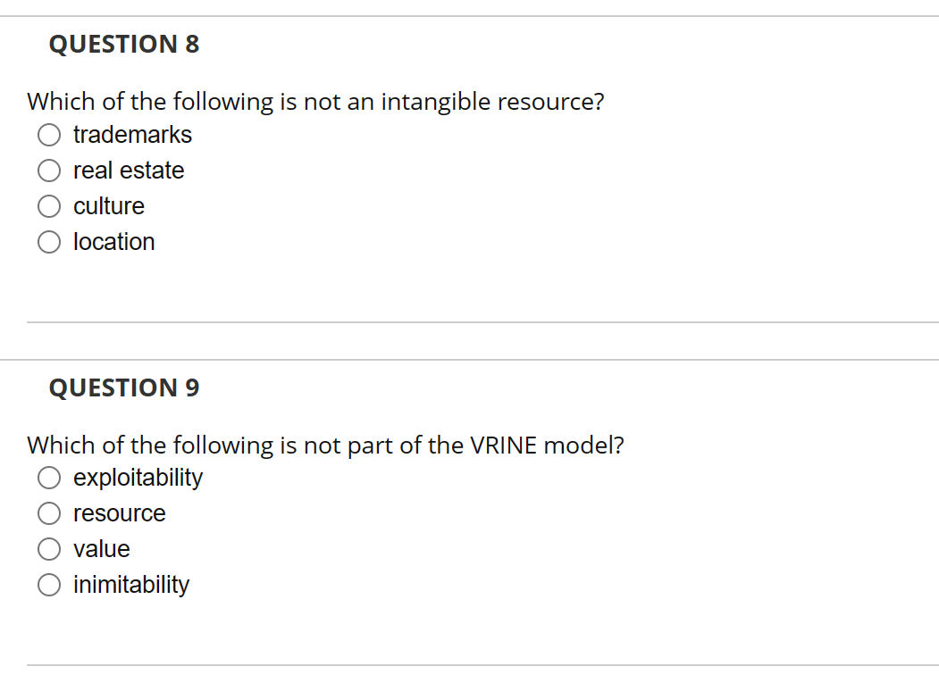 Solved Which of the following is not an intangible resource? | Chegg.com