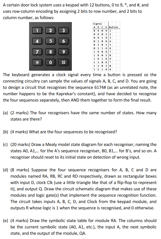 Solved by an EXPERT A certain door lock system uses a keypad with 12 | Chegg.com