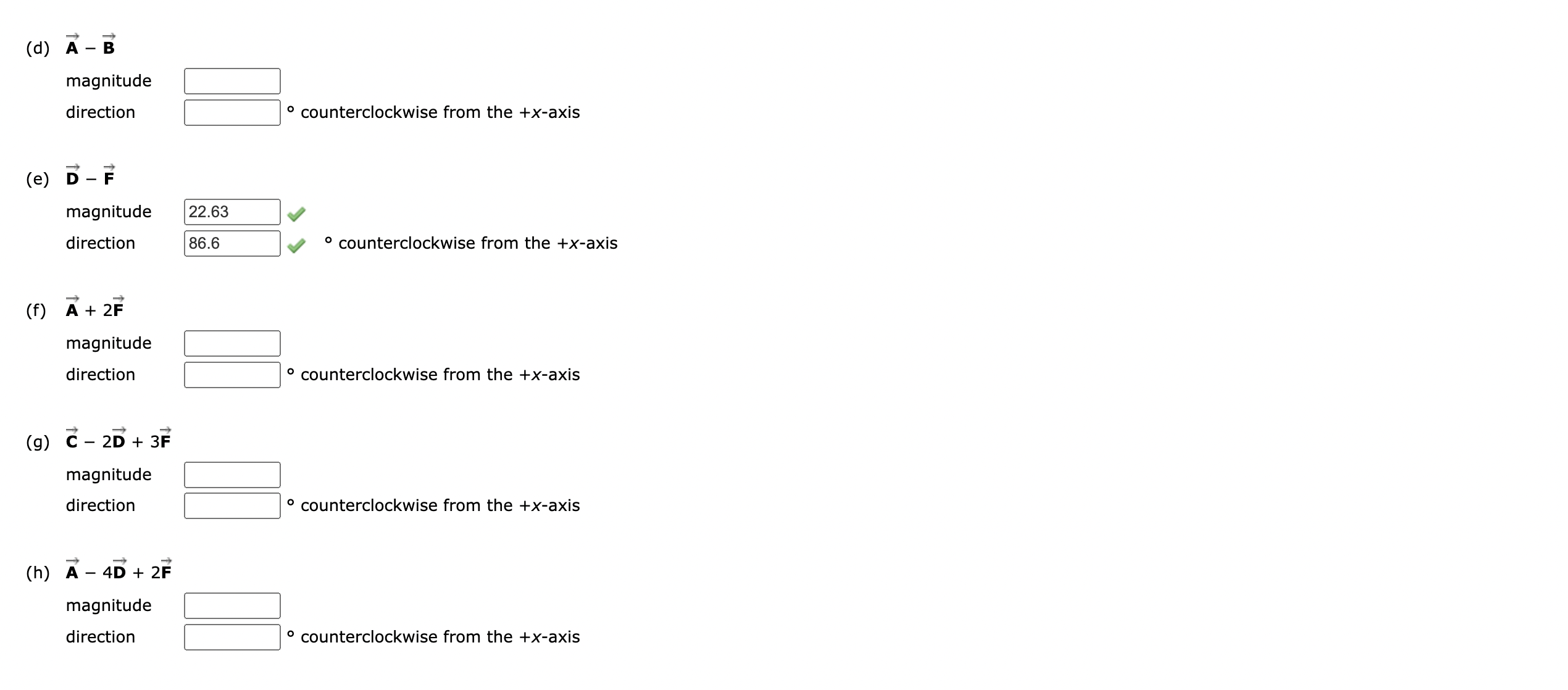 Solved (a) A+B magnitude direction - counterclockwise from | Chegg.com