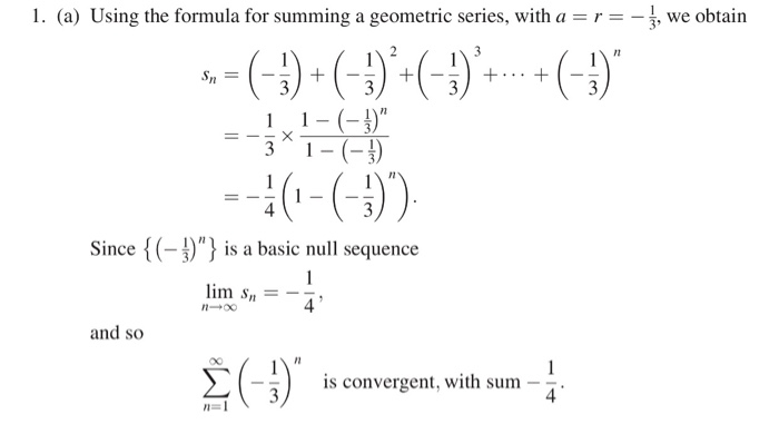 Solved Using the formula for summing a geometric series, | Chegg.com