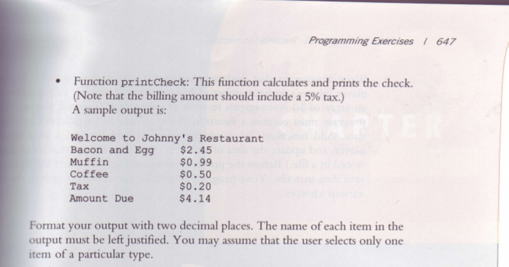 Solved 4. Write a program to help a local restaurant | Chegg.com