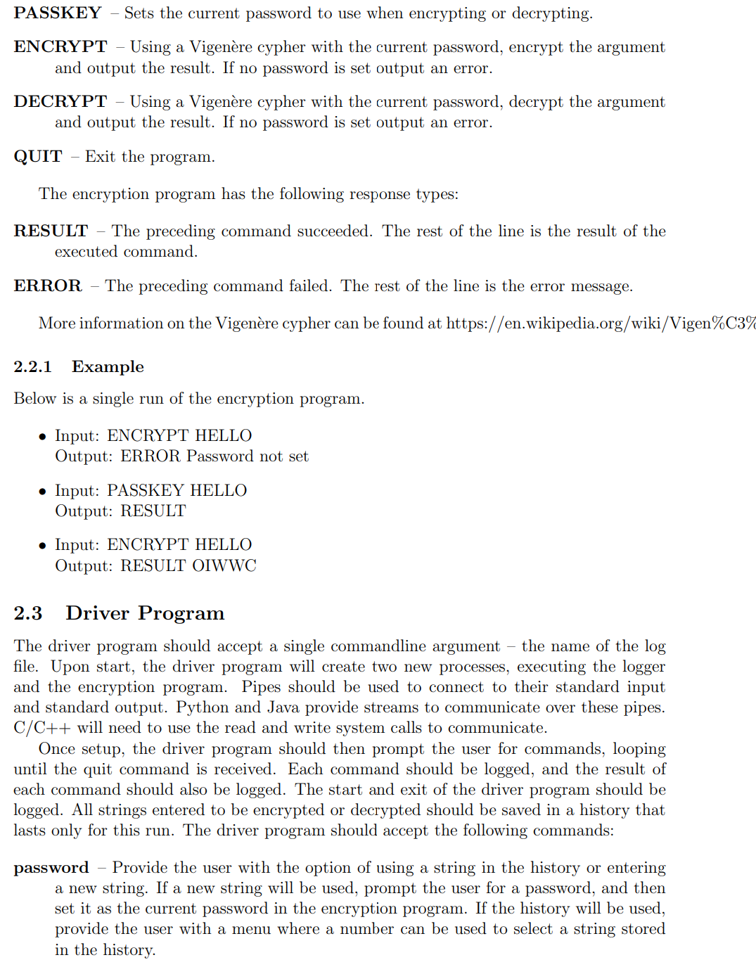 Solved 1 Description The project will be implemented as | Chegg.com