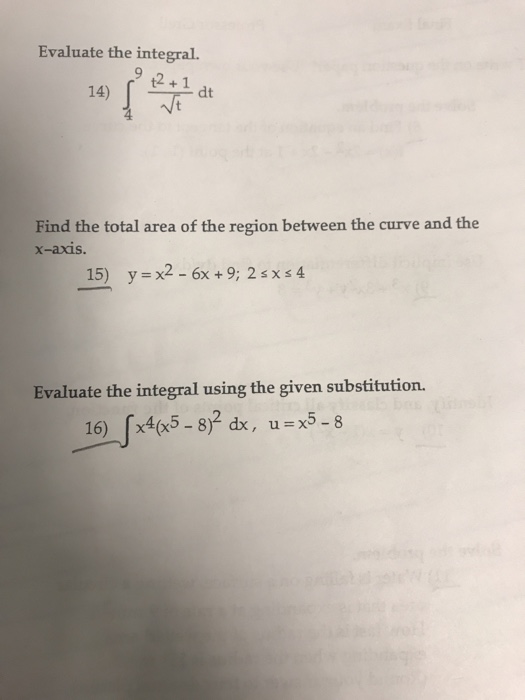 Solved Evaluate the integral t2 +1 14) Find the total area | Chegg.com