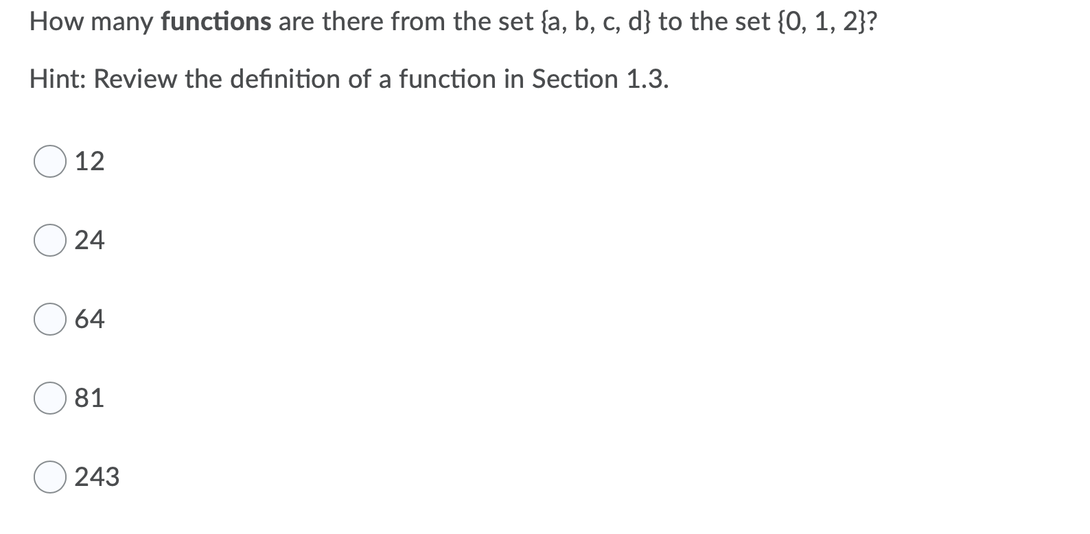 Solved How many functions are there from the set {a, b, c, | Chegg.com