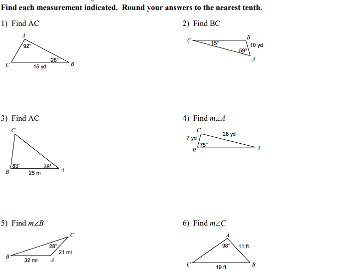 Solved Find each measurement indicated. Round your answers | Chegg.com