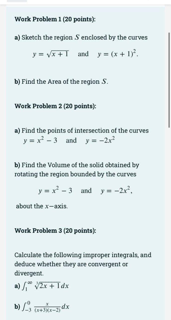 Solved Work Problem 1 (20 points): a) Sketch the region S | Chegg.com