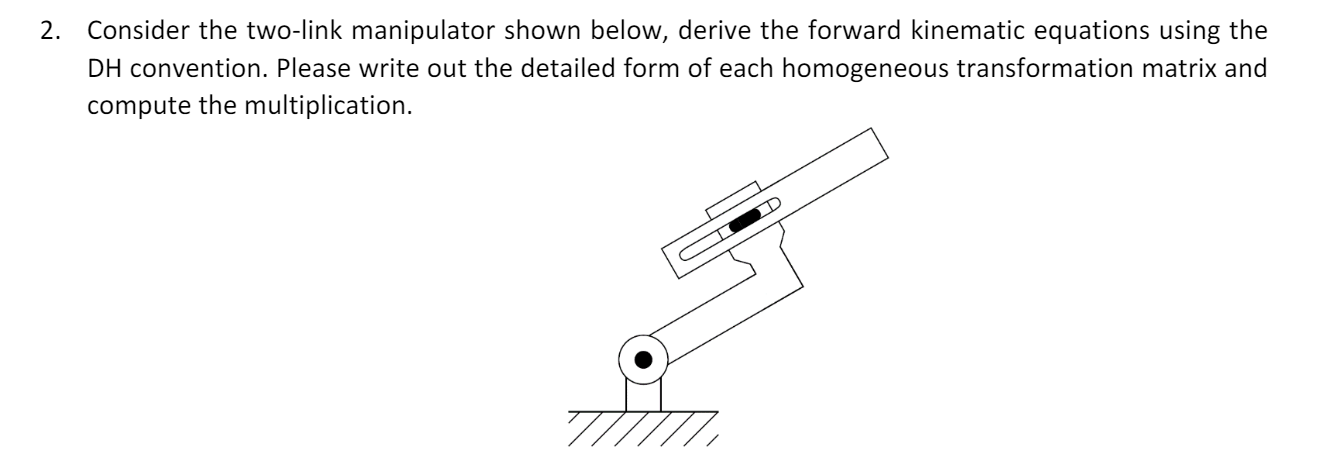 Solved 2. Consider the two-link manipulator shown below, | Chegg.com