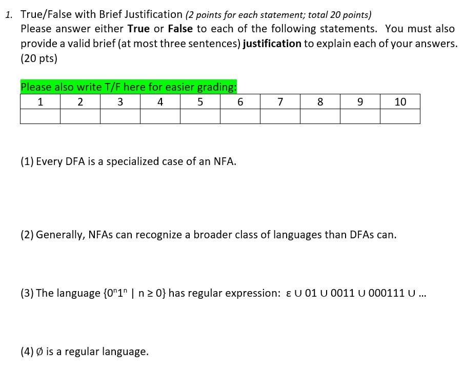 Solved (5) If a language is regular, then it must be finite. | Chegg.com