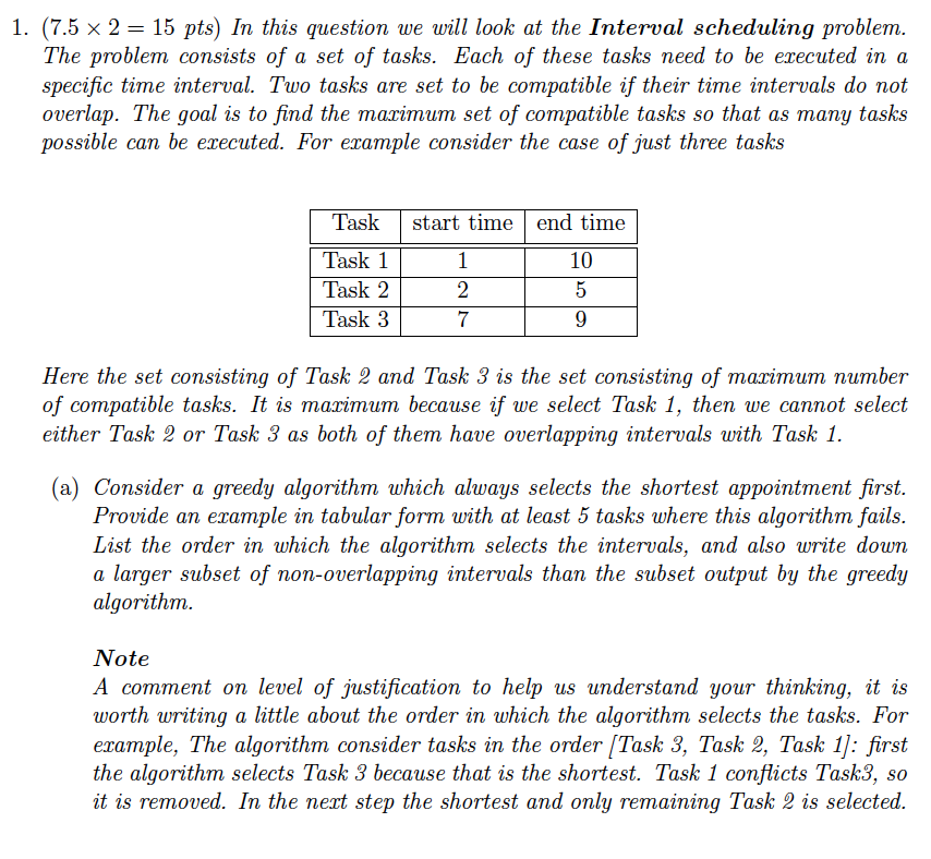 Solved 1. (7.5 x 2 = 15 pts) In this question we will look | Chegg.com