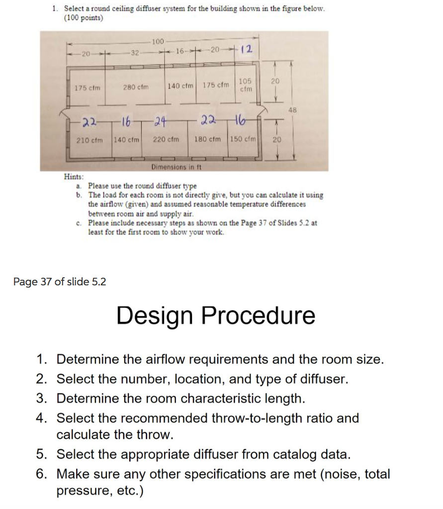 1. Select a round ceiling diffuser system for the | Chegg.com