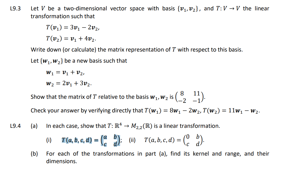 Solved 3 Let V be a two-dimensional vector space with basis | Chegg.com