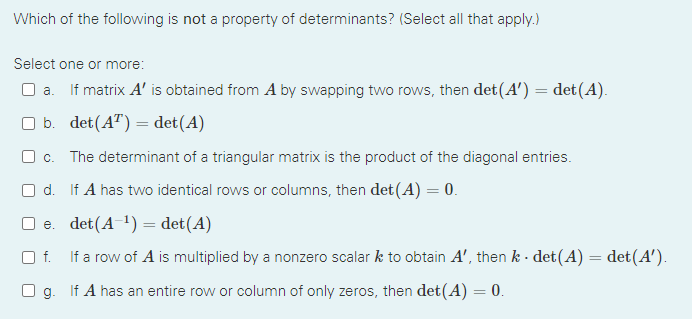 Solved Which of the following is not a property of | Chegg.com