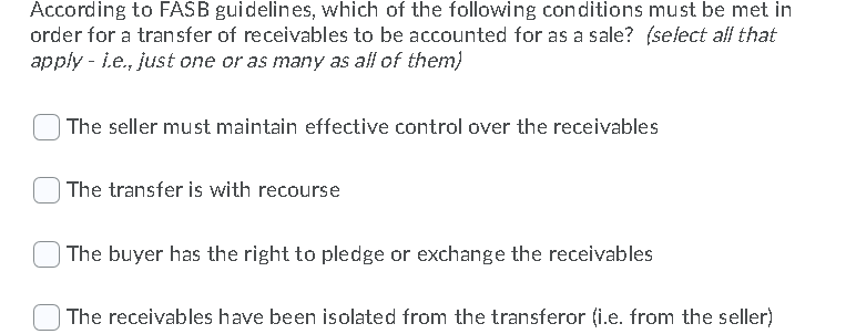 Solved According to FASB guidelines, which of the following | Chegg.com
