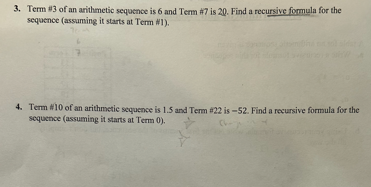 Solved 3. Term #3 of an arithmetic sequence is 6 and Term #7 | Chegg.com