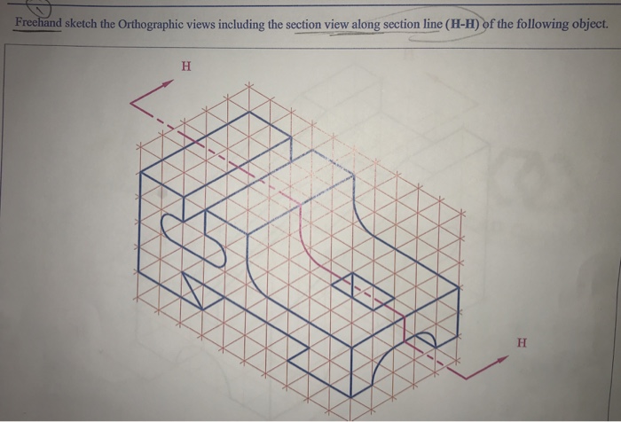 Solved Freehand sketch the Orthographic views including the | Chegg.com