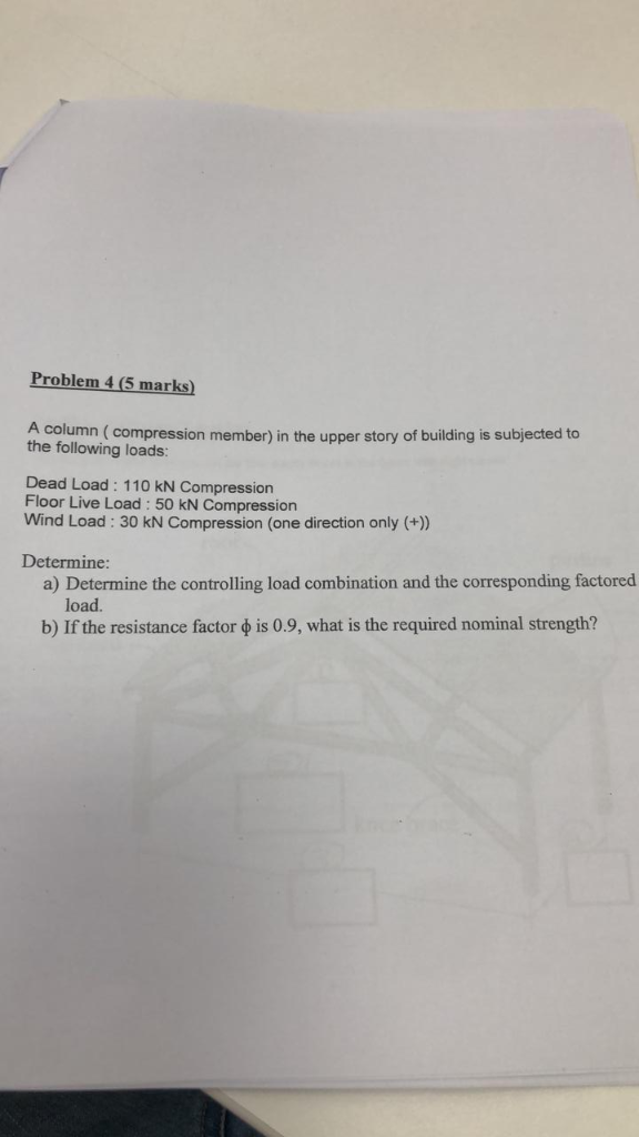 Solved Problem 4 (5 marks) A column (compression member) in | Chegg.com