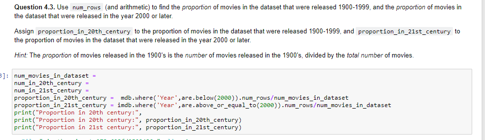 Question 4.3. Use num_rows (and arithmetic) to find | Chegg.com