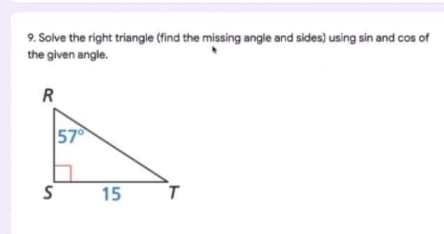 Solved 8. Solve the right triangle. Find | Chegg.com