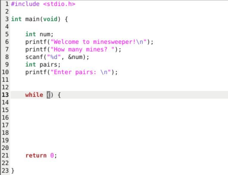 Solved C language. How do I implement a scanf in a while/for | Chegg.com