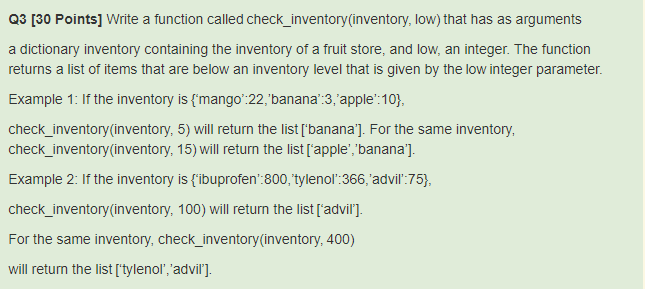 Solved Q3 [30 Points] Write a function called | Chegg.com