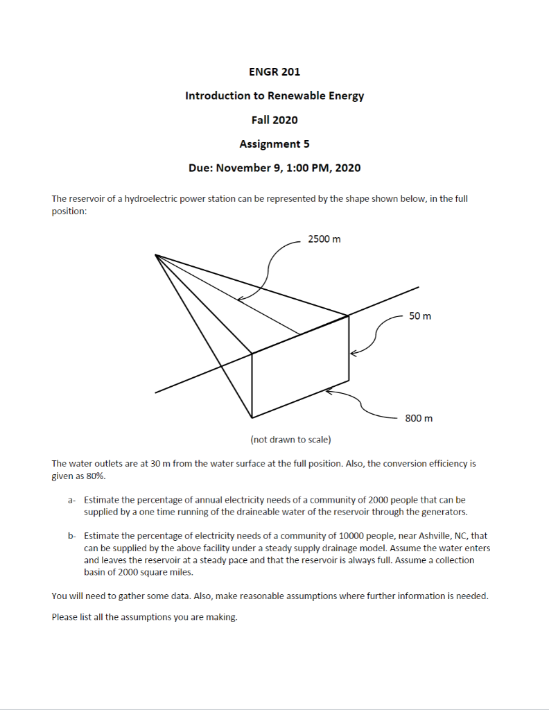 ENGR 201 Introduction to Renewable Energy Fall 2020 | Chegg.com