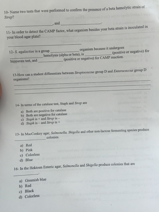 Solved 10- Name two tests that were performed to confirm the | Chegg.com